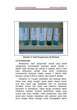 Biokimia Pangan - Uji barfoed | DOCX