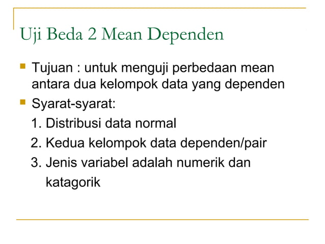 Uji Beda Dua Mean Dependen | PPT