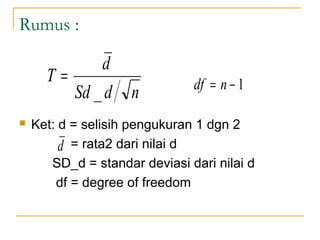 Uji Beda Dua Mean Dependen | PPT