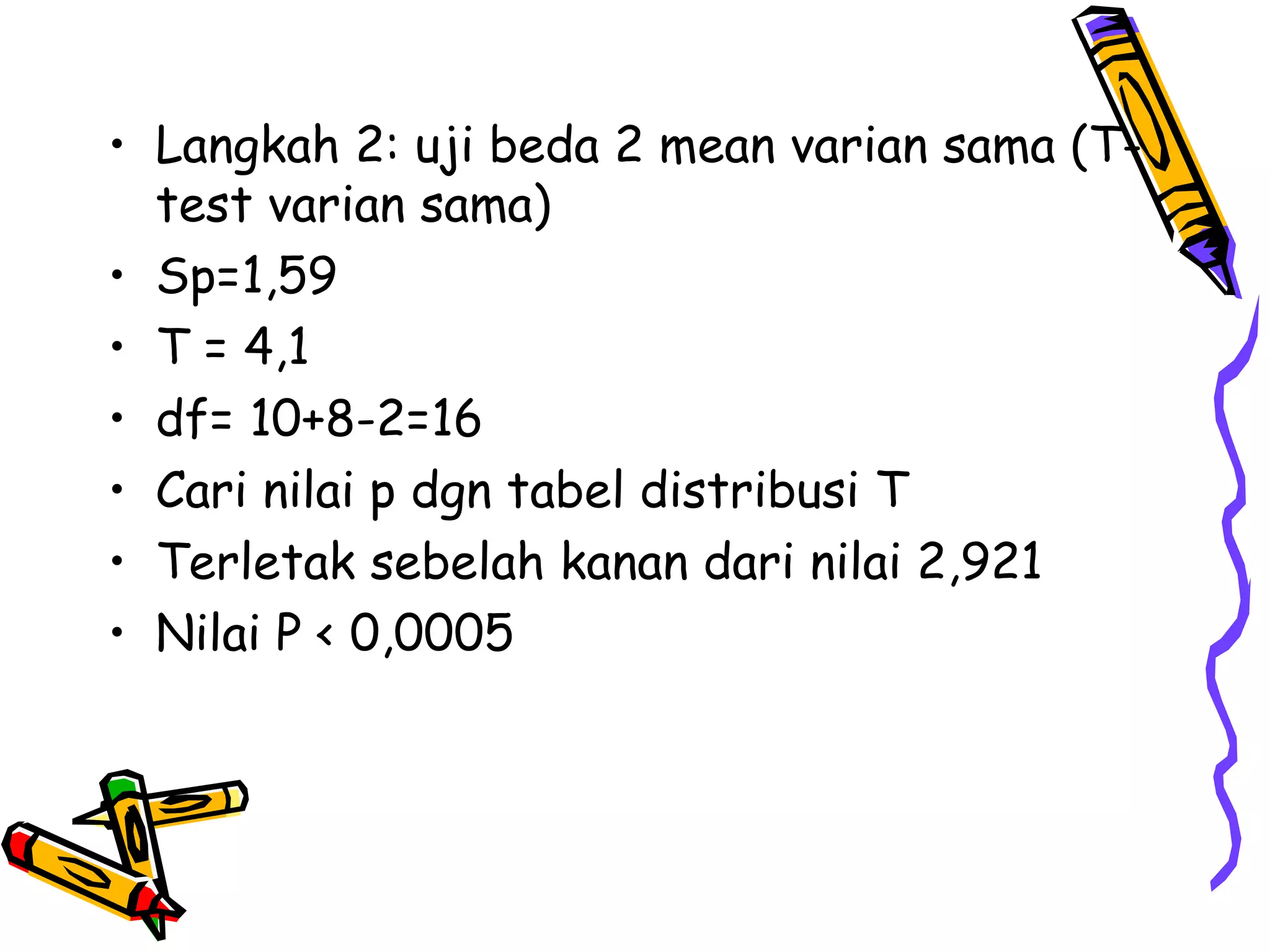 Uji Beda Dua Mean Independen | PPT