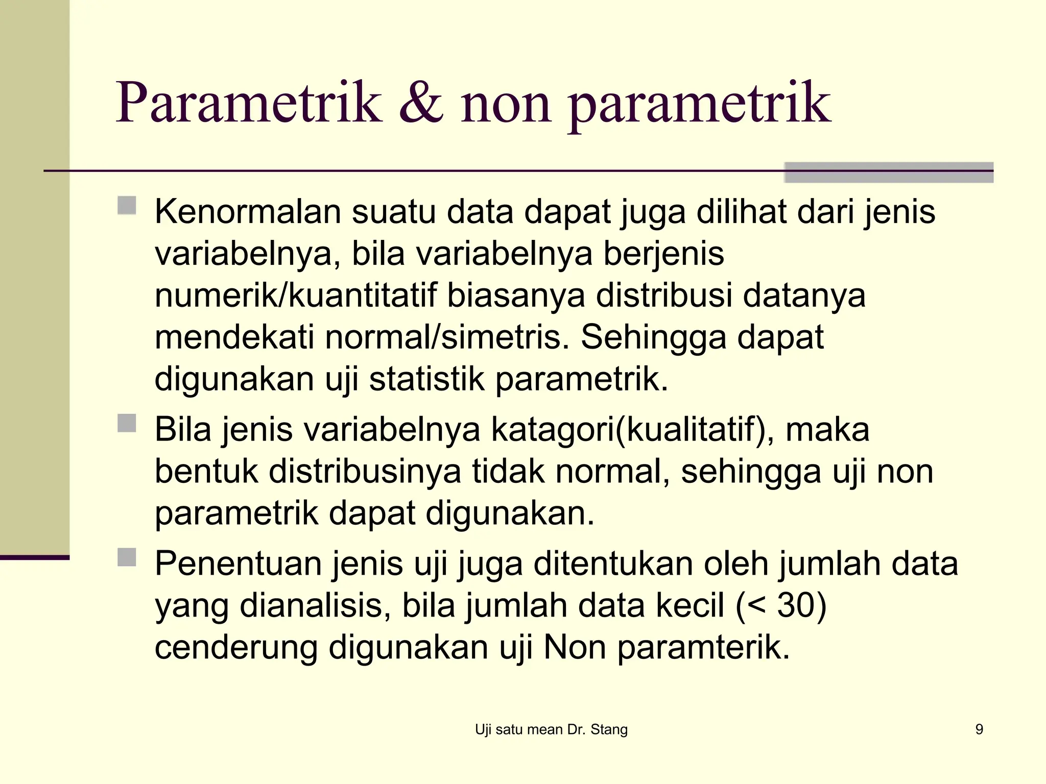 uji beda mean satu sampel biostatistik dasar | PPT