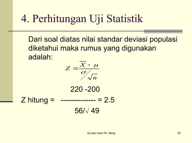 uji beda mean satu sampel biostatistik dasar | PPT