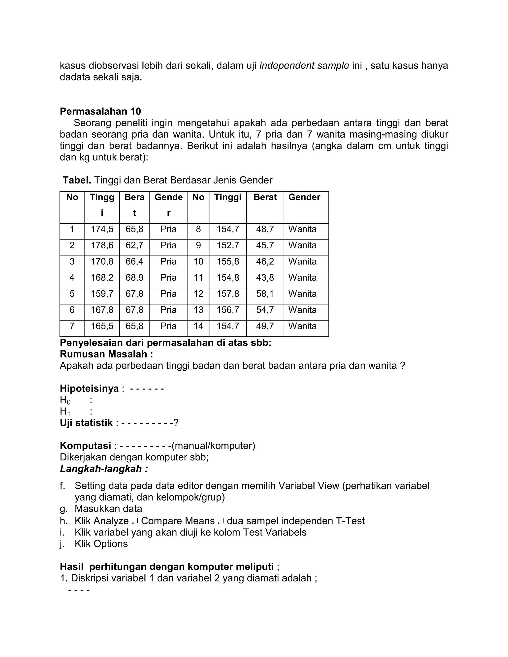Uji beda rata rataa stai 2010 | PDF