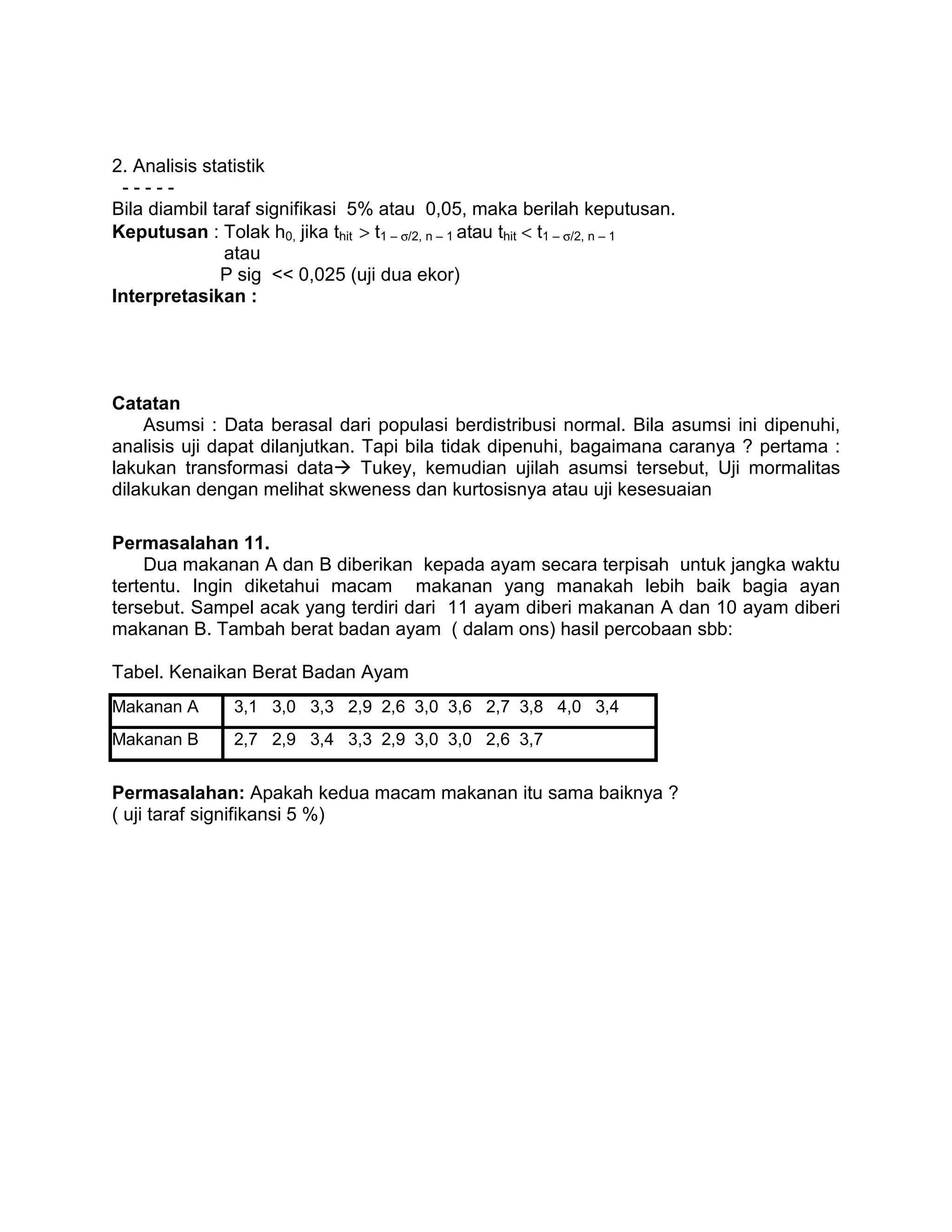 Uji beda rata rataa stai 2010 | PDF