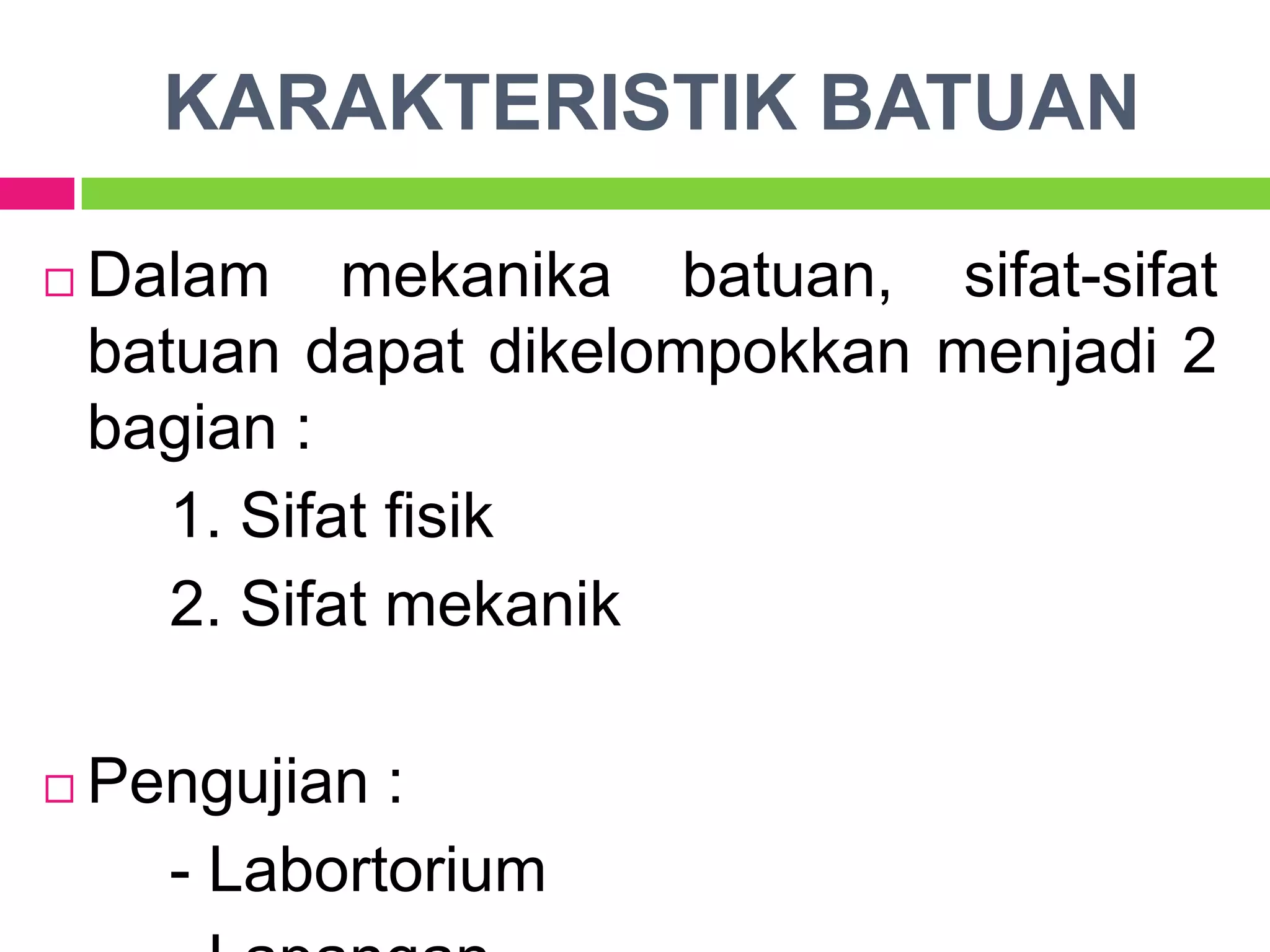 Uji berat titik (point load test) UNPAR | PPTX