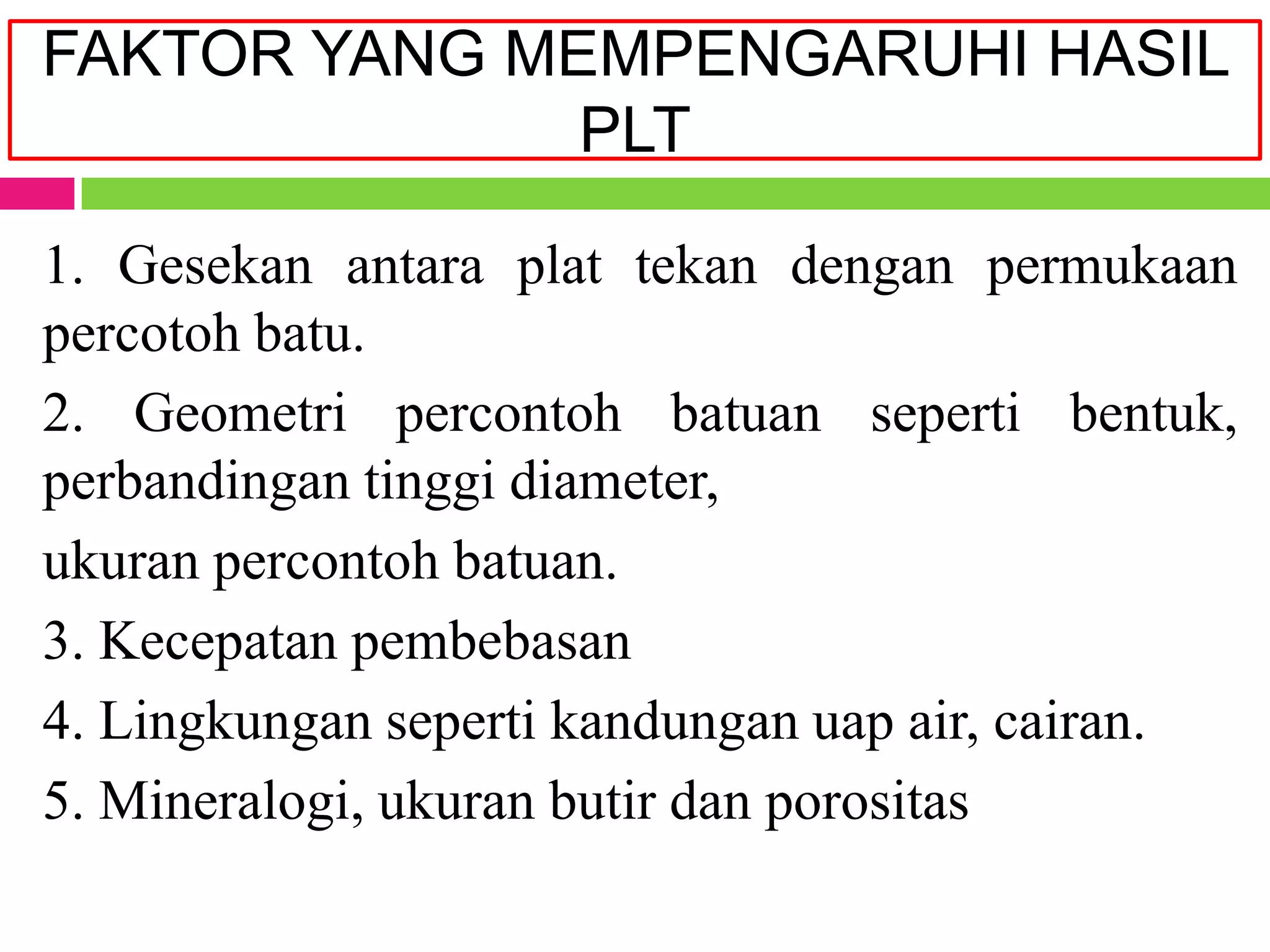 Uji berat titik (point load test) UNPAR | PPTX
