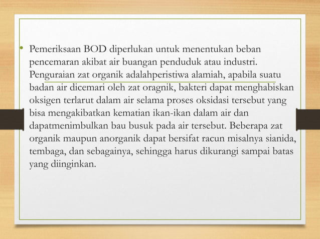 Uji Biochemical Oxygen Demand (BOD) secara SNI) | PPT