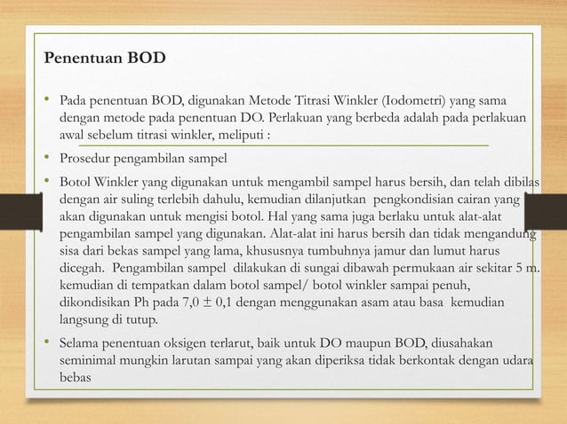 Uji Biochemical Oxygen Demand (BOD) secara SNI) | PPT