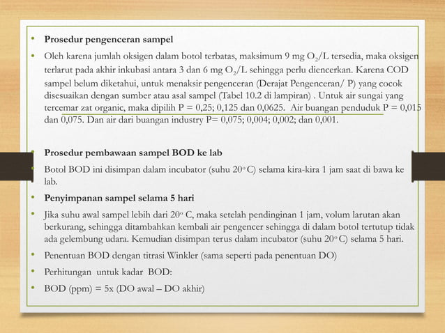 Uji Biochemical Oxygen Demand (BOD) secara SNI) | PPT