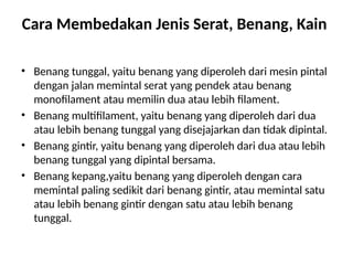 Uji coba serat kain untuk praktik laundry | PPT