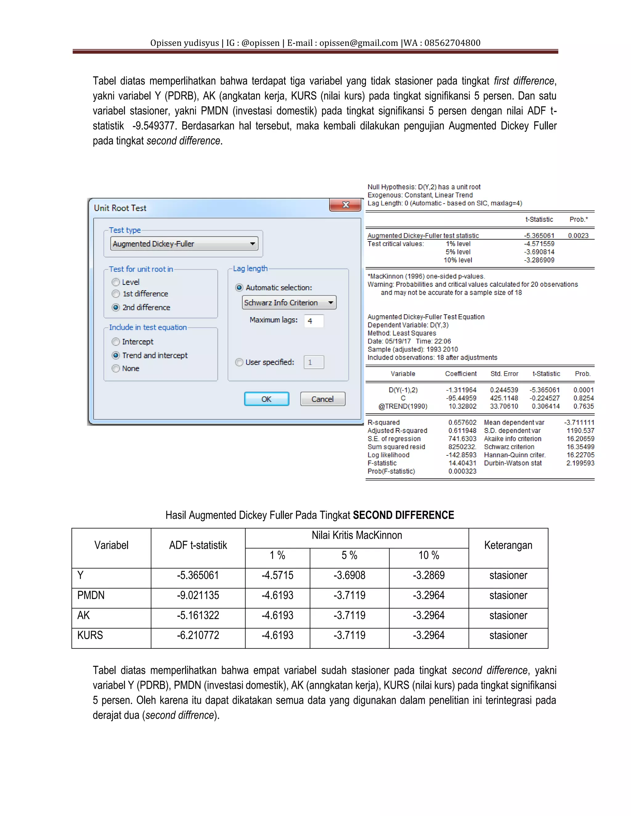 Uji error correction model (ecm) dengan eviews | PDF