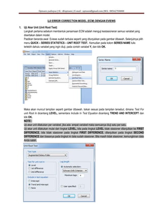 Uji error correction model (ecm) dengan eviews | PDF