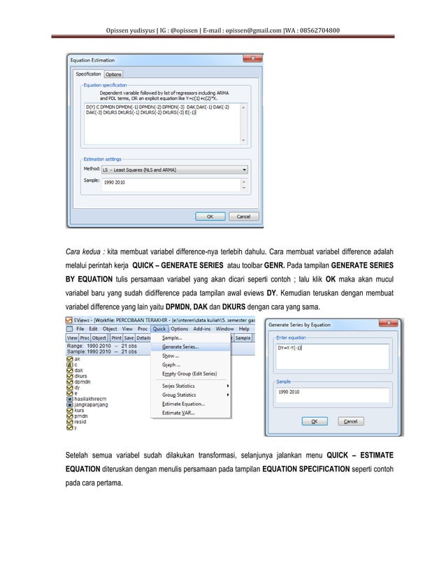 Uji error correction model (ecm) dengan eviews | PDF