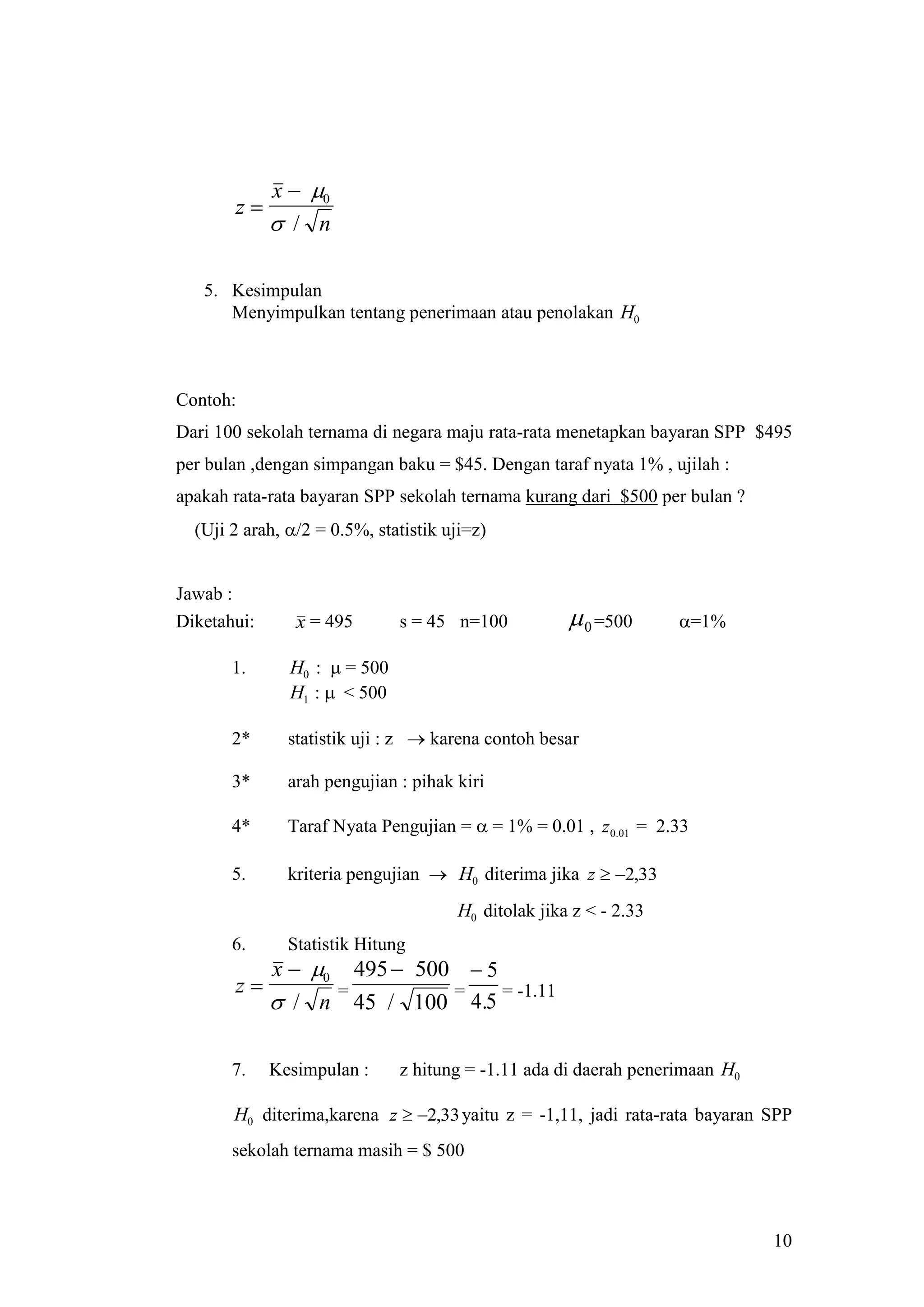 Uji hipotesis 1 & 2 rata rata | DOCX