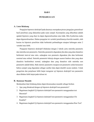 Uji hipotesis deskriptif non parametris | PDF