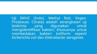 Uji Imvic untuk kelompok enterobacteriaceae | PPTX