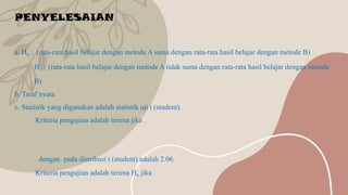 Uji kesamaan rata-rata data berpasangan dengan uji t.pptx