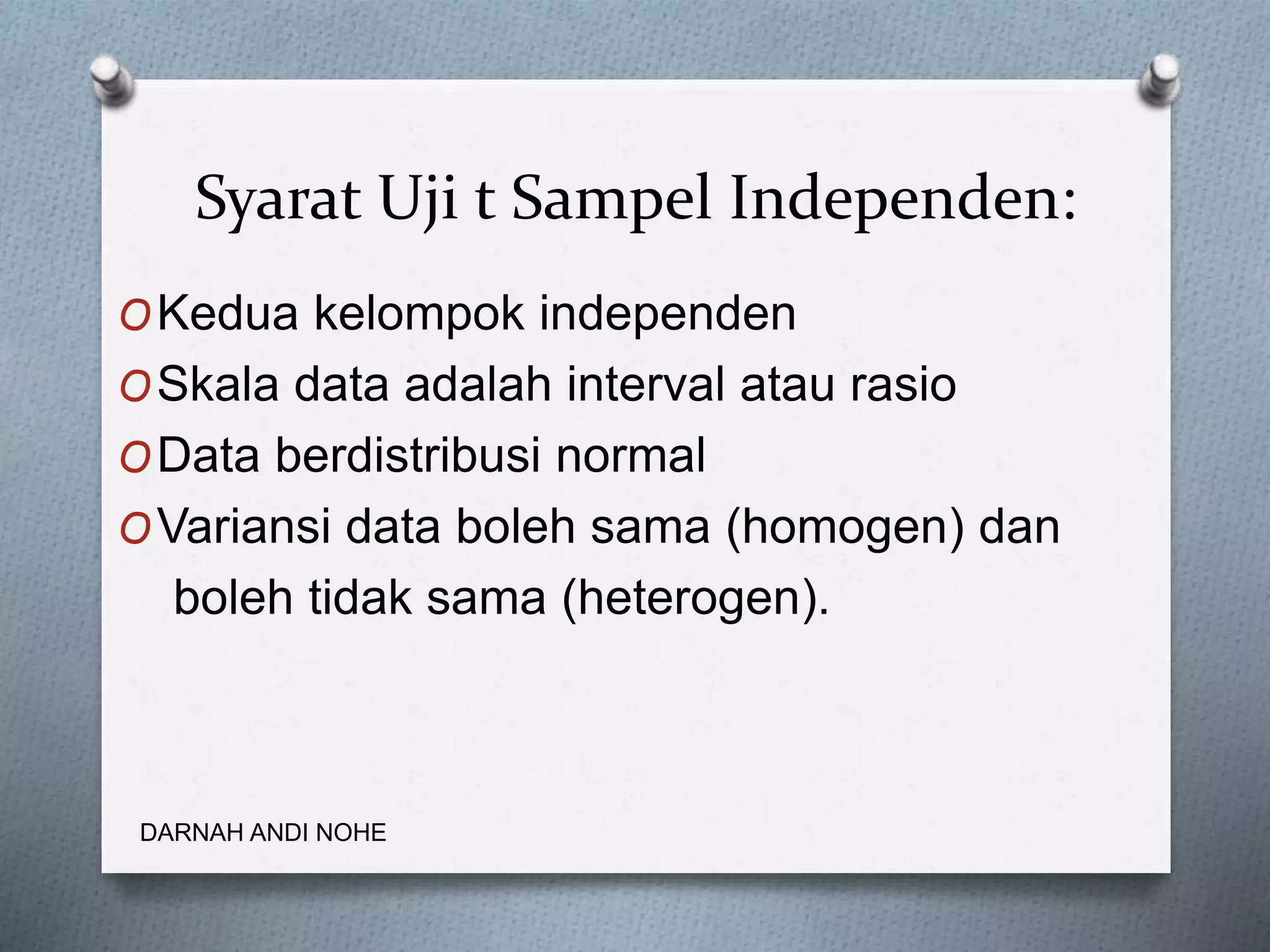Uji t Sampel Independen | PPT