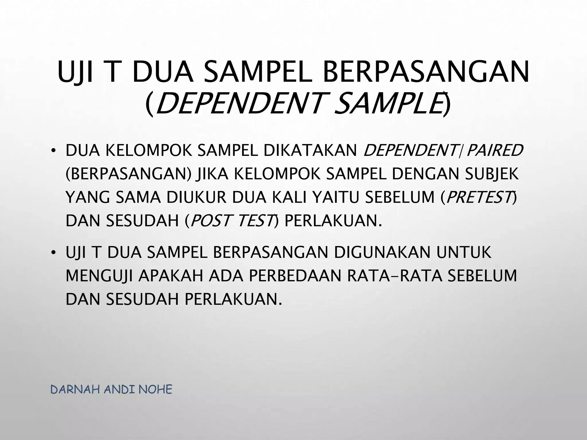 Uji t Sampel Berpasangan | PPT