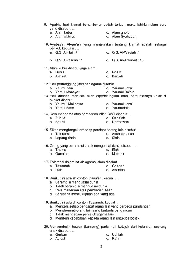 Uji Kompetensi Akhir Semester Ganjil Kelas 9 | PDF