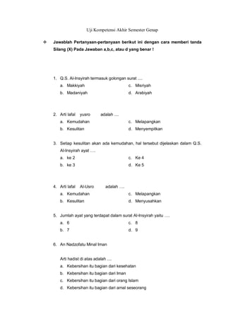 Uji Kompetensi Akhir Semester Genap Kelas 9 | PDF
