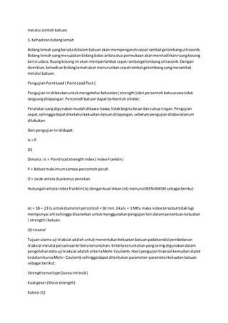 Uji kuat&point load test | DOCX