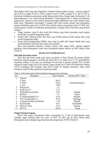 Uji kurang satu pupuk n, p, dan k terhadap pertumbuhan jagung di dutohe agustus 2012 | PDF