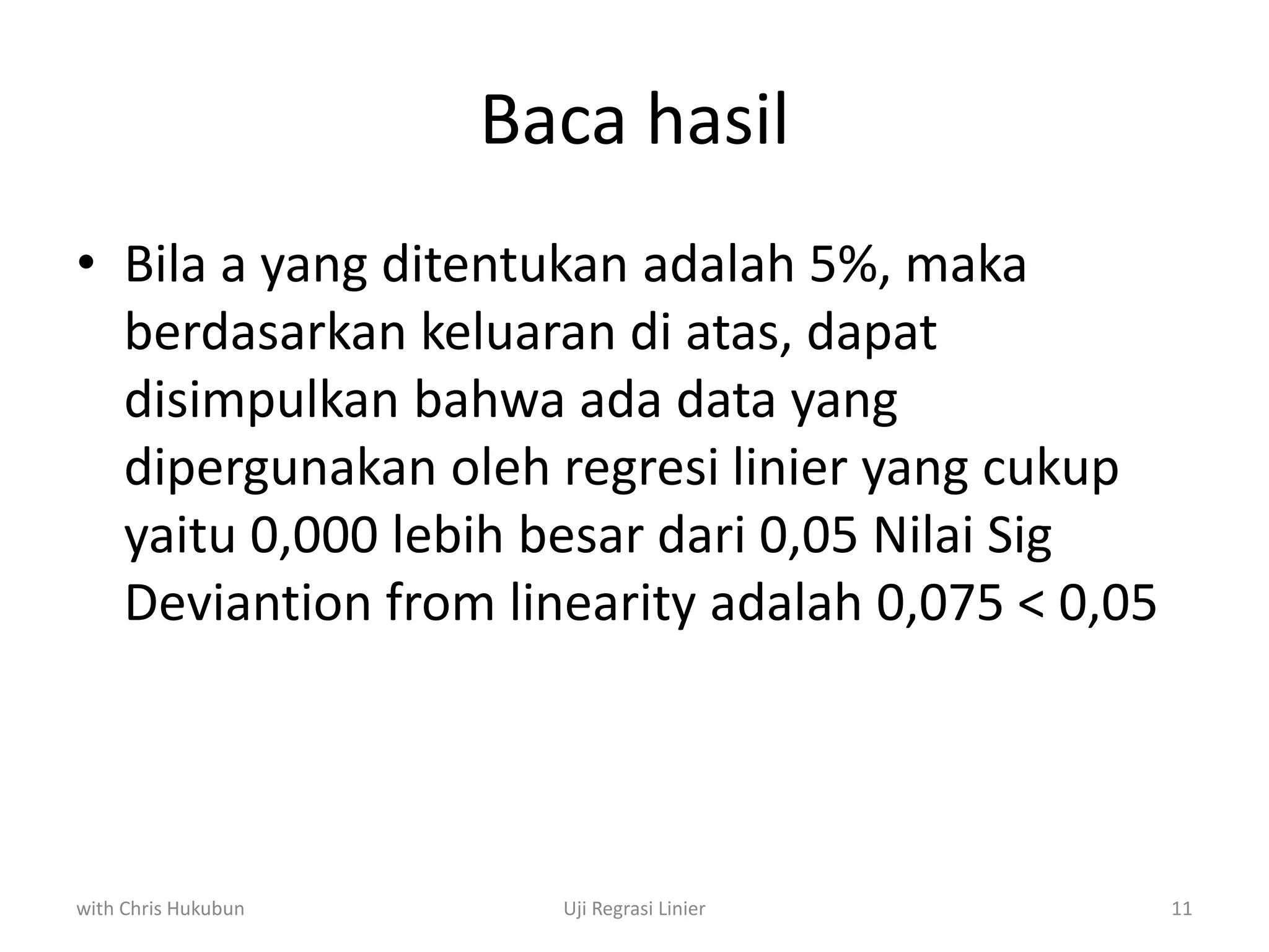 Uji linearitas dengan tabel anova | PPTX