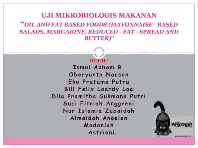 Uji mikrobiologis Makanan berlemak/minyak | PPTX