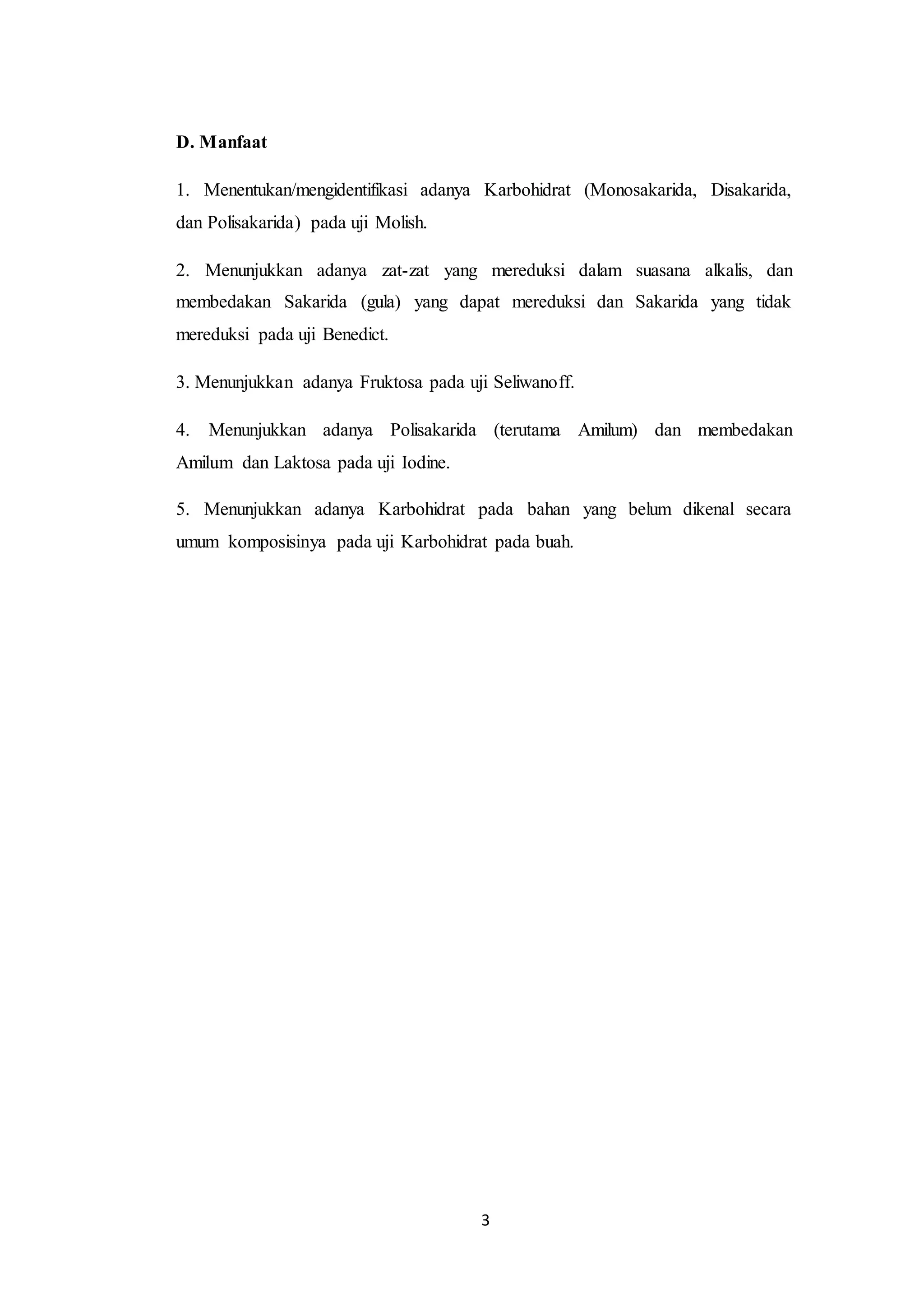 Laporan Biokimia Praktikum Karbohidrat: Uji Molish, Uji Benedict, Uji ...