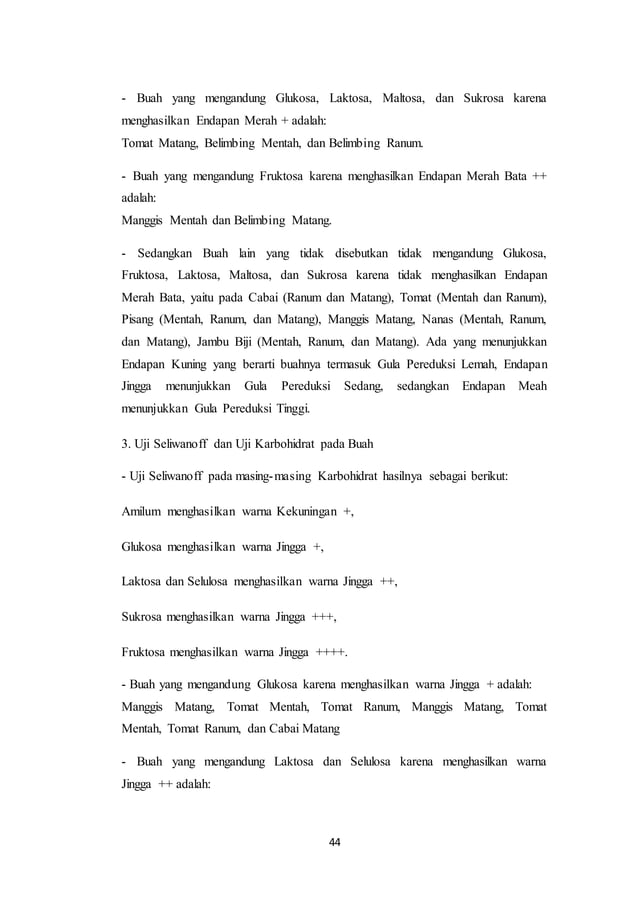 Laporan Biokimia Praktikum Karbohidrat: Uji Molish, Uji Benedict, Uji ...
