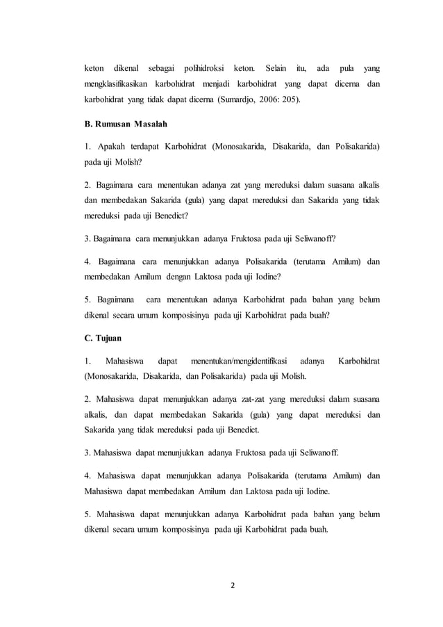 Laporan Biokimia Praktikum Karbohidrat: Uji Molish, Uji Benedict, Uji ...