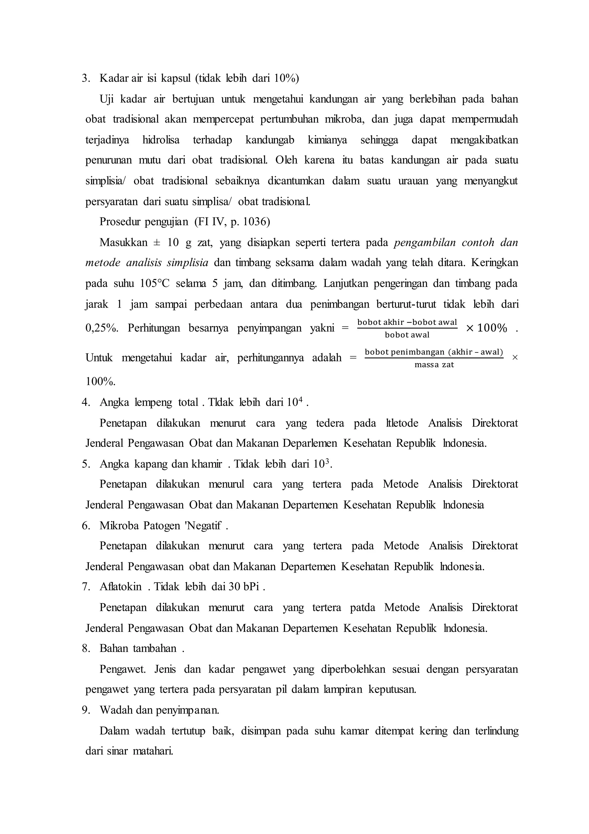 Uji mutu sediaan kapsul | DOCX