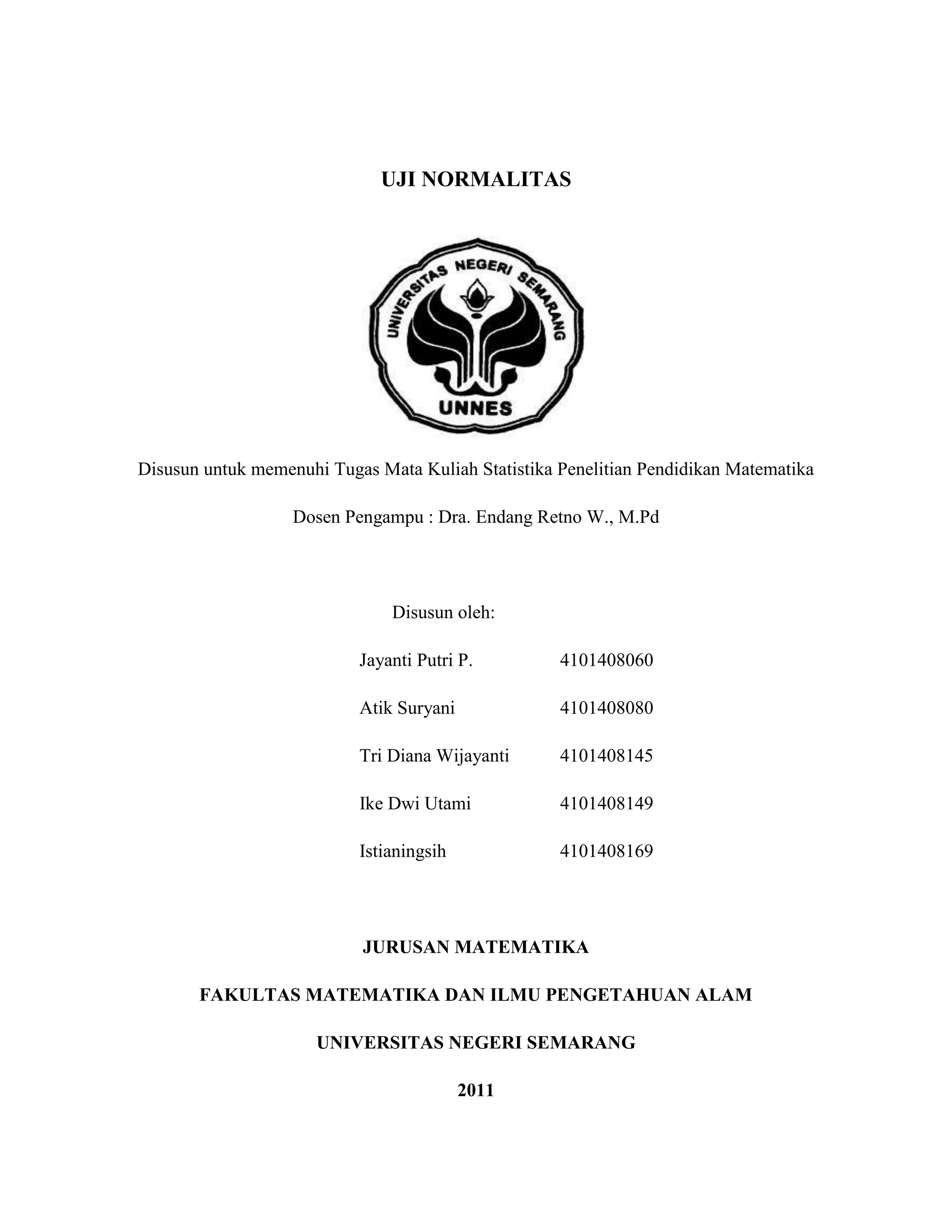 Makalah Uji Normalitas | DOCX