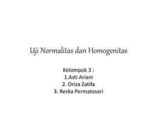 Uji normalitas dan homogenitas | PPTX
