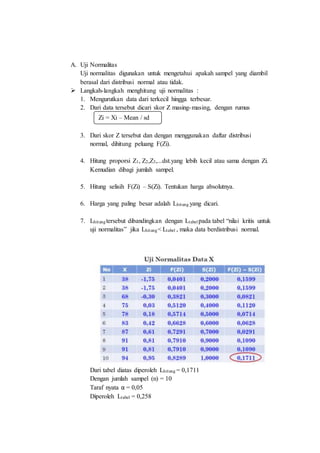 Uji normalitas dan homogenitas | PDF