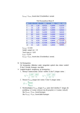 Uji normalitas dan homogenitas | PDF
