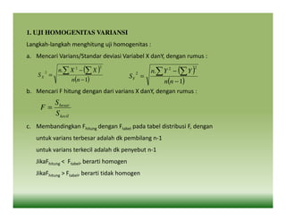 Uji normalitas dan homogenitas ri | PDF