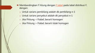 Uji normalitas dan uji homogenitas | PPTX