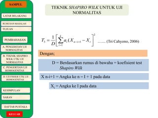 Uji normalitas & uji homogenitas | PPSX