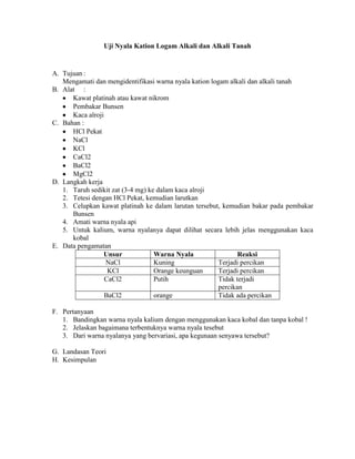 Uji nyala alkali tanah | DOCX