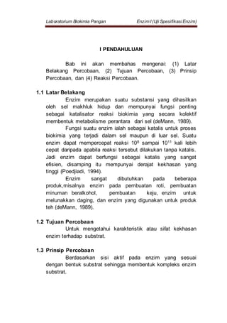 Uji Spesifikasi Enzim | DOCX