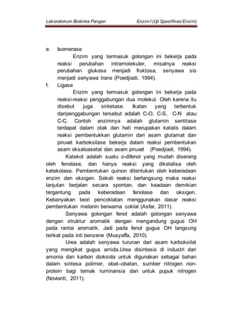 Uji Spesifikasi Enzim | DOCX