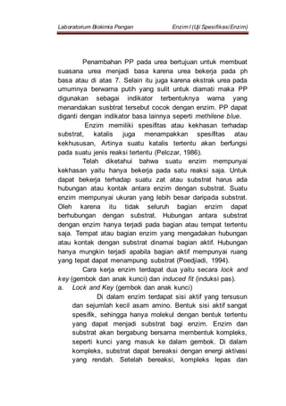 Uji Spesifikasi Enzim | DOCX