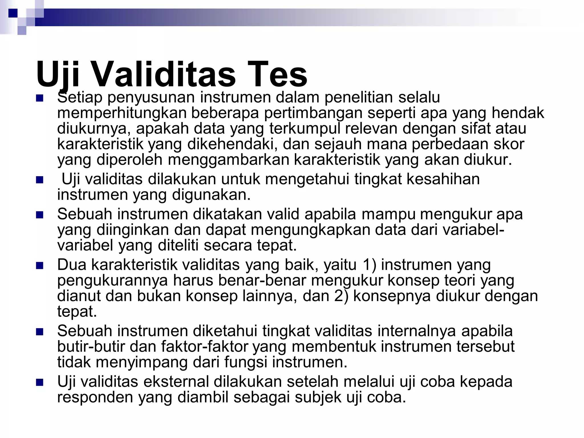 Uji validitas dan_reliabilitas | PDF