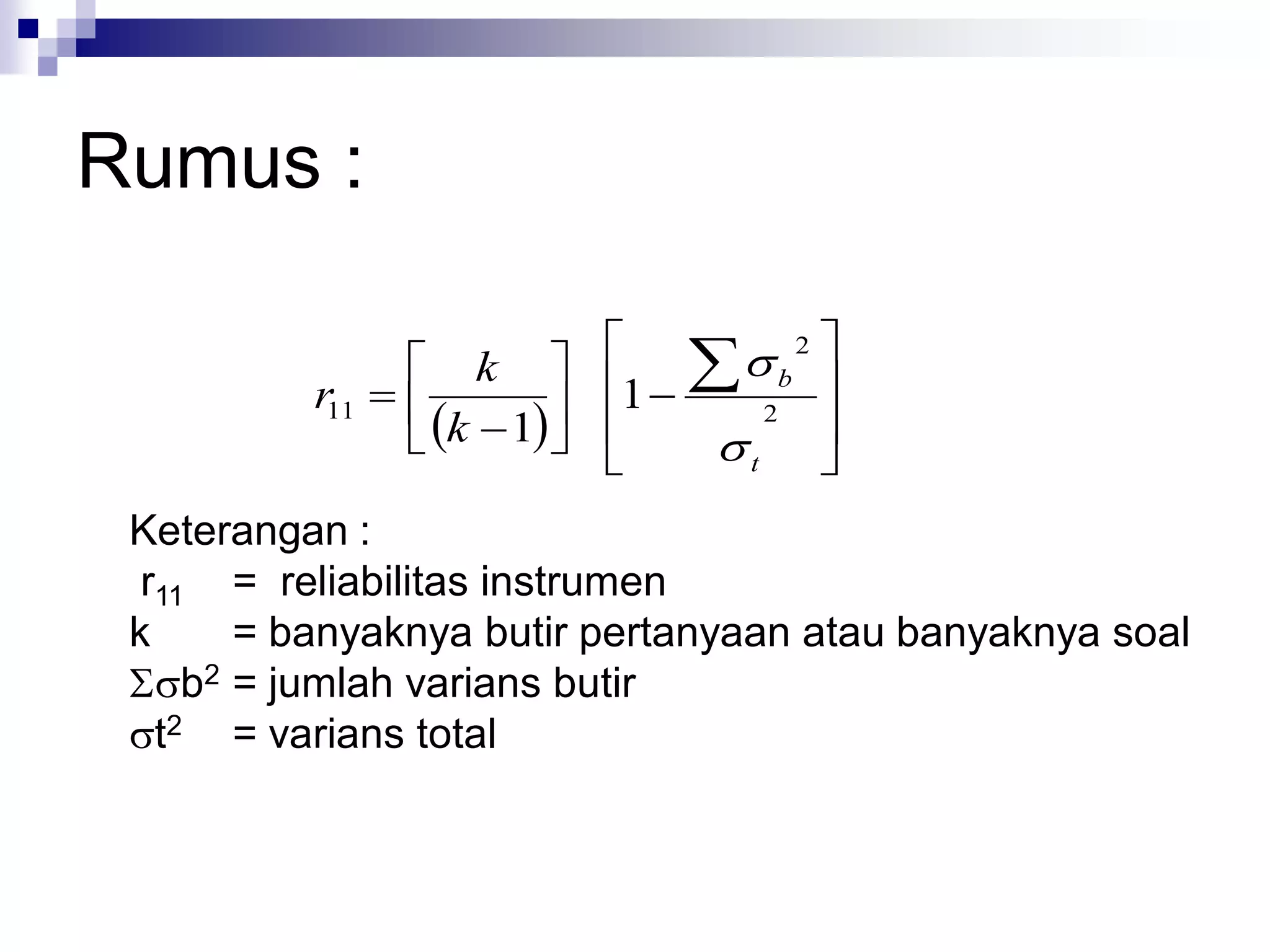 Uji validitas dan_reliabilitas | PDF