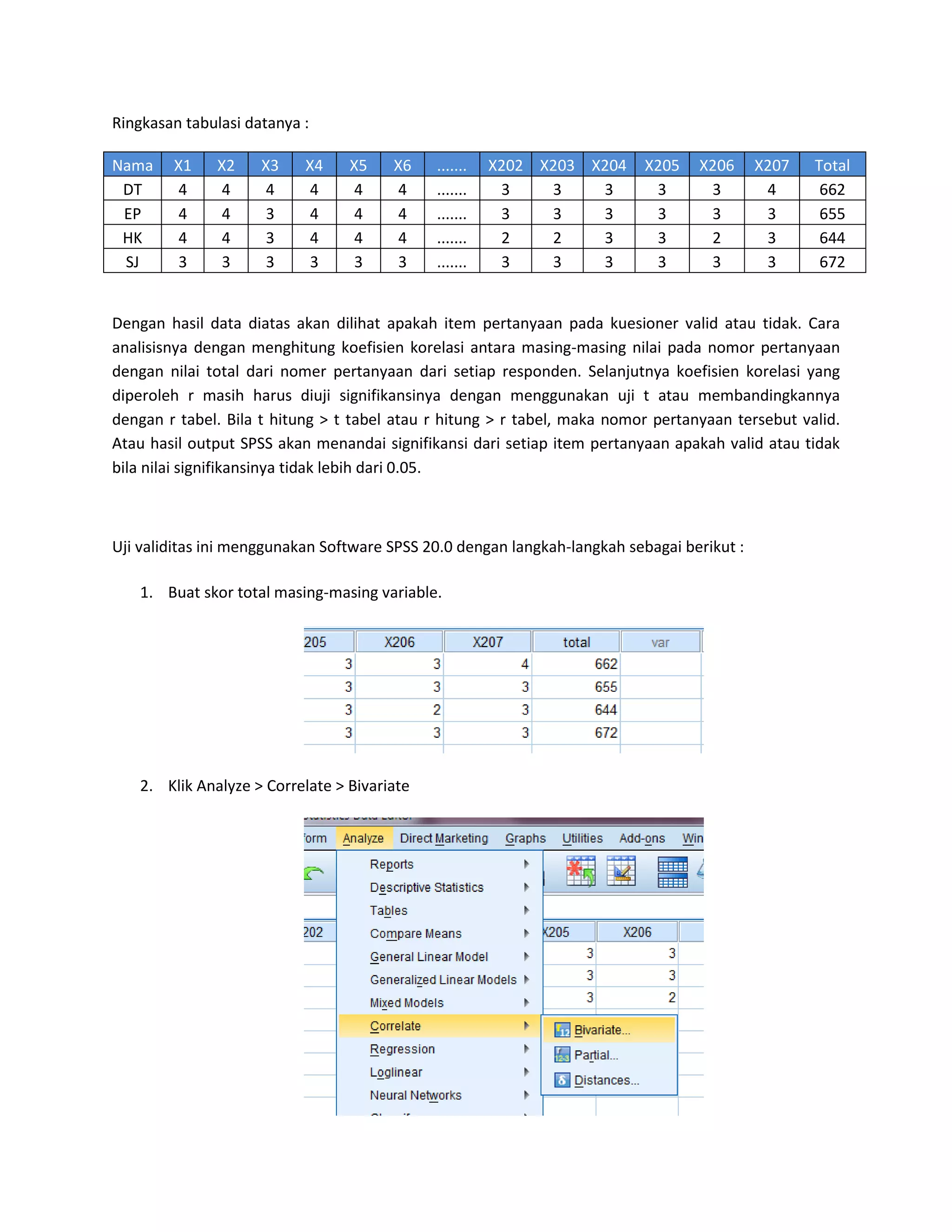 Uji validitas dan reliabilitas | PDF