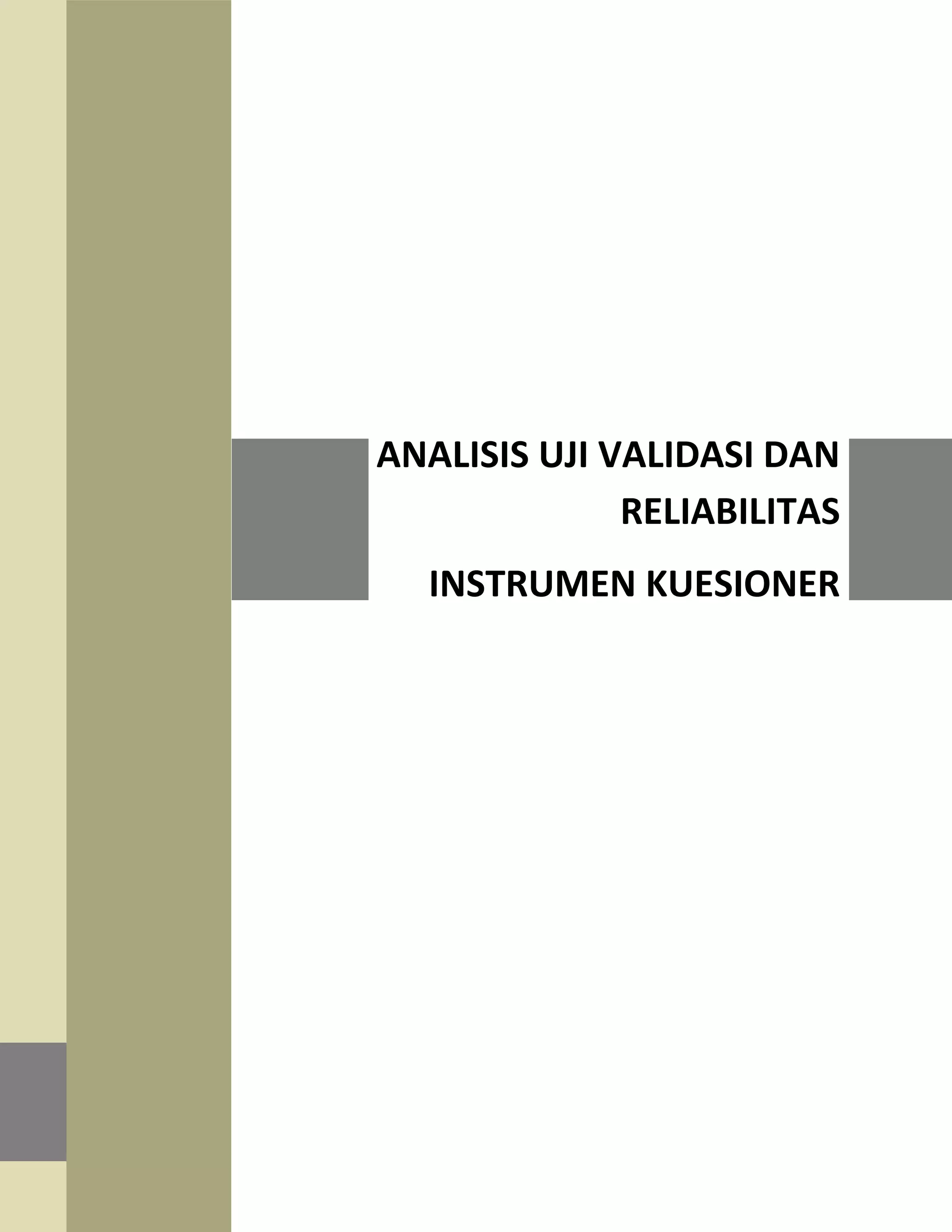 Uji validitas dan reliabilitas | PDF