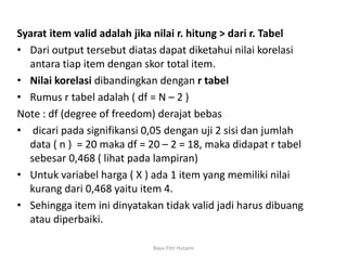 Uji validitas dan reliabilitas | PDF