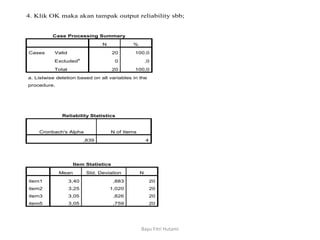Uji validitas dan reliabilitas | PDF